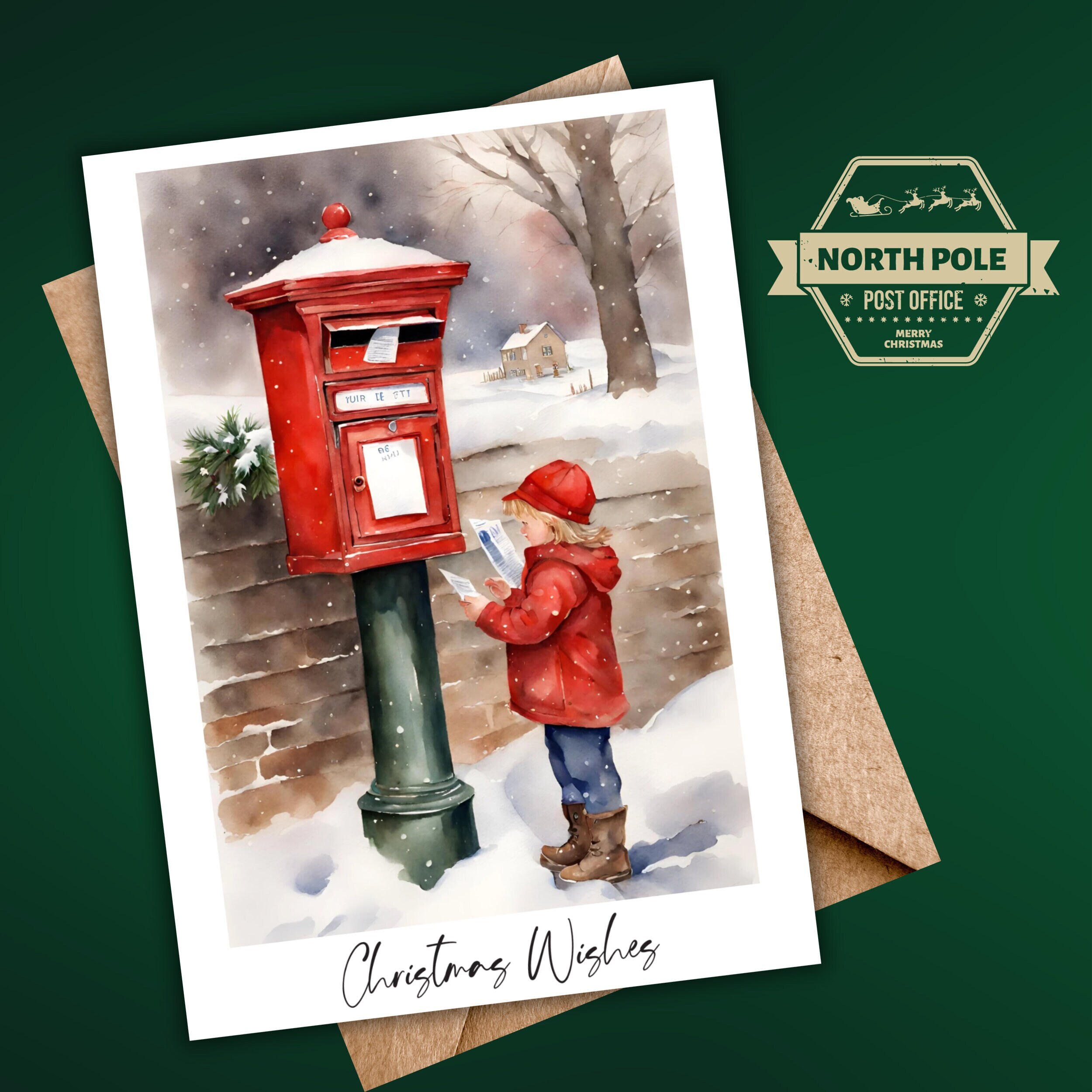 Printable Christmas Card | Mailbox | Watercolor | Scenery | Letter to ...