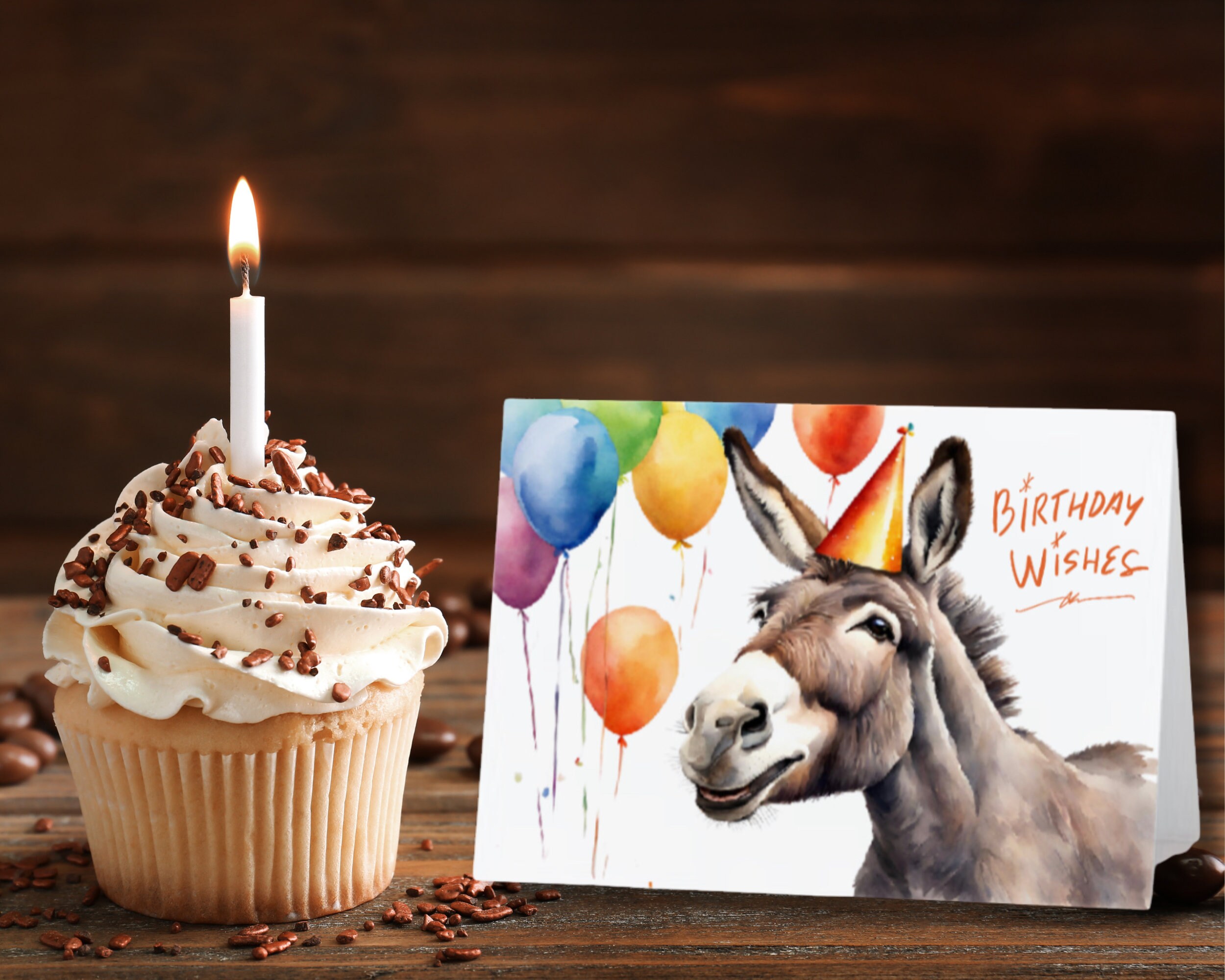 Printable Donkey Birthday Card, Watercolor, Farm, Funny, Greeting Card ...