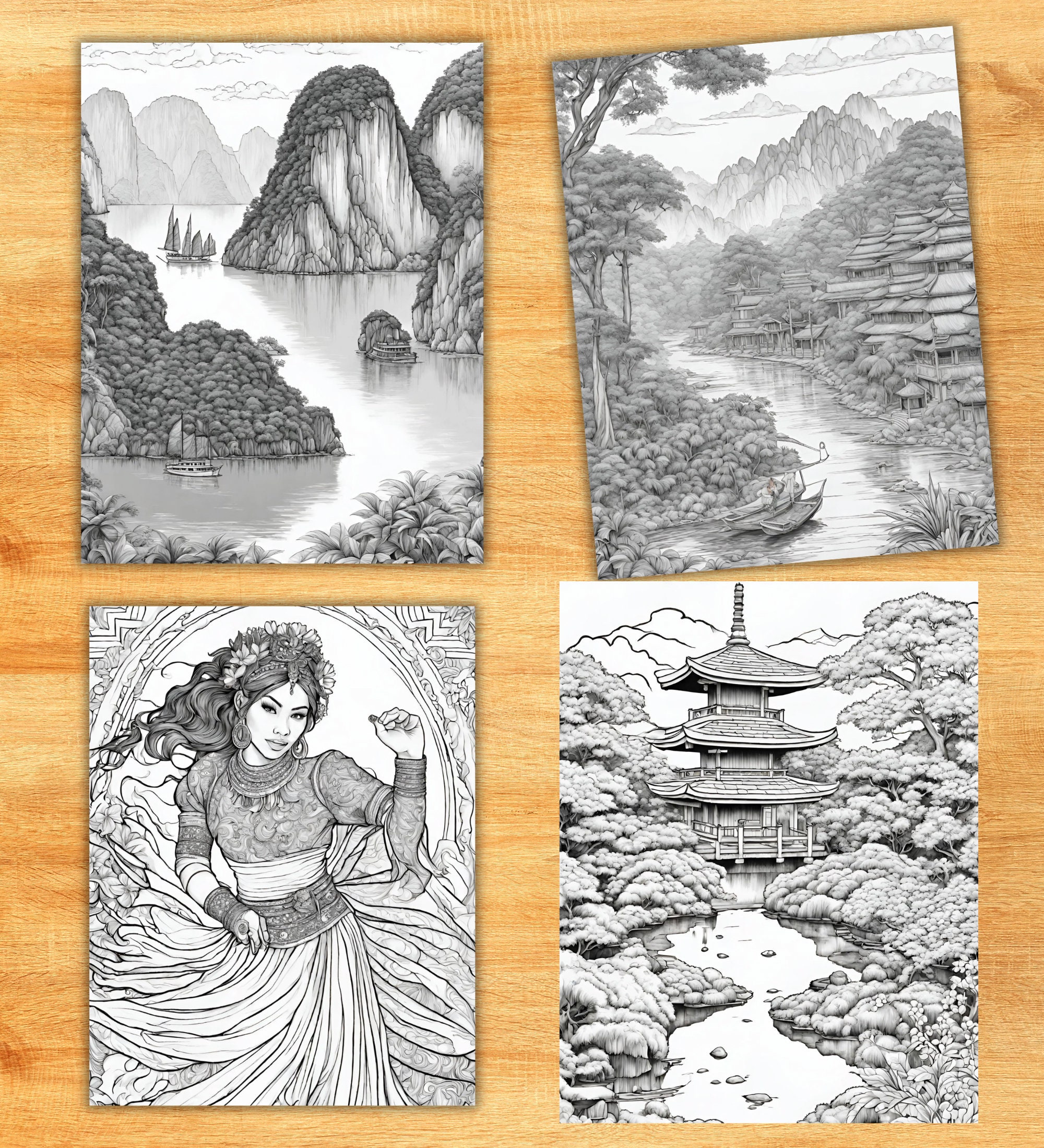 Adult Coloring Pages | Printable | Digital Download | Landscapes ...