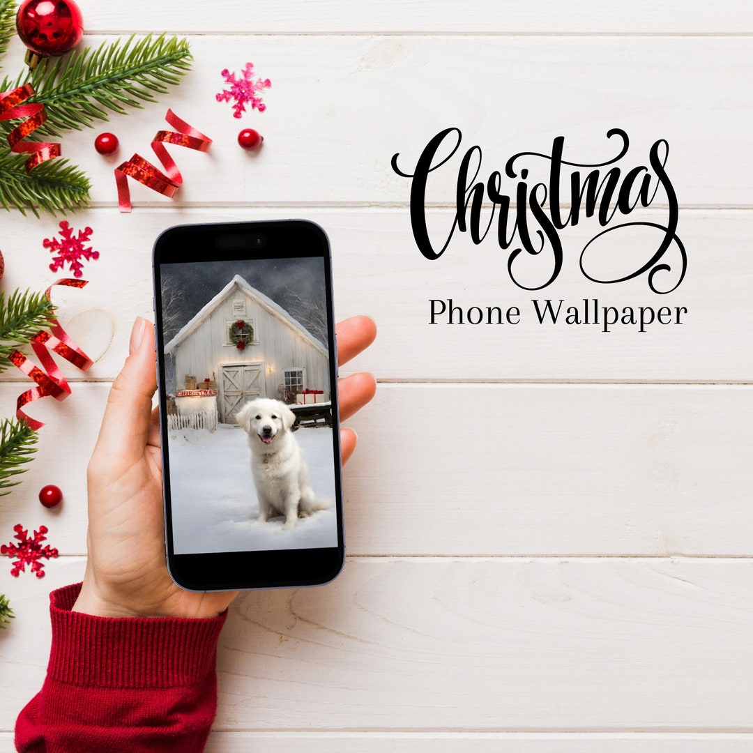 Christmas Phone Wallpaper | Great Pyrenees | Winter Scene | iPhone ...