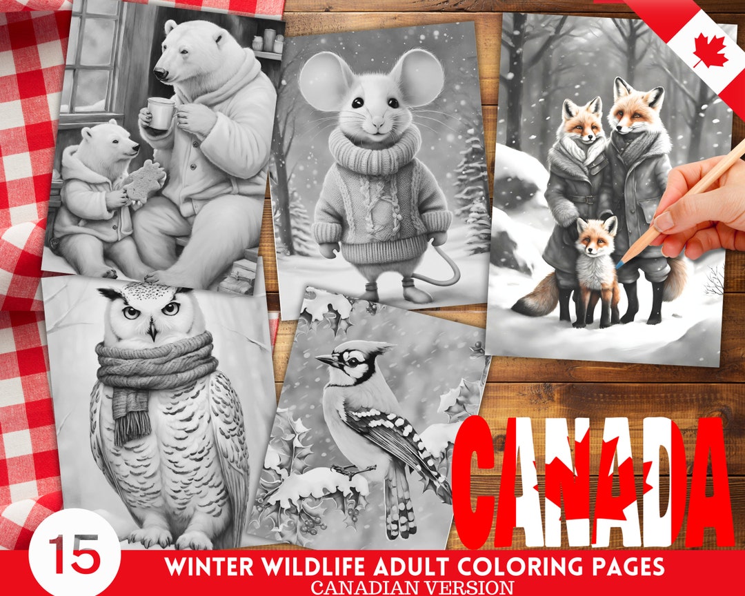 Canadian Wildlife Coloring Pages for Adults | Winter Animals (PDF ...