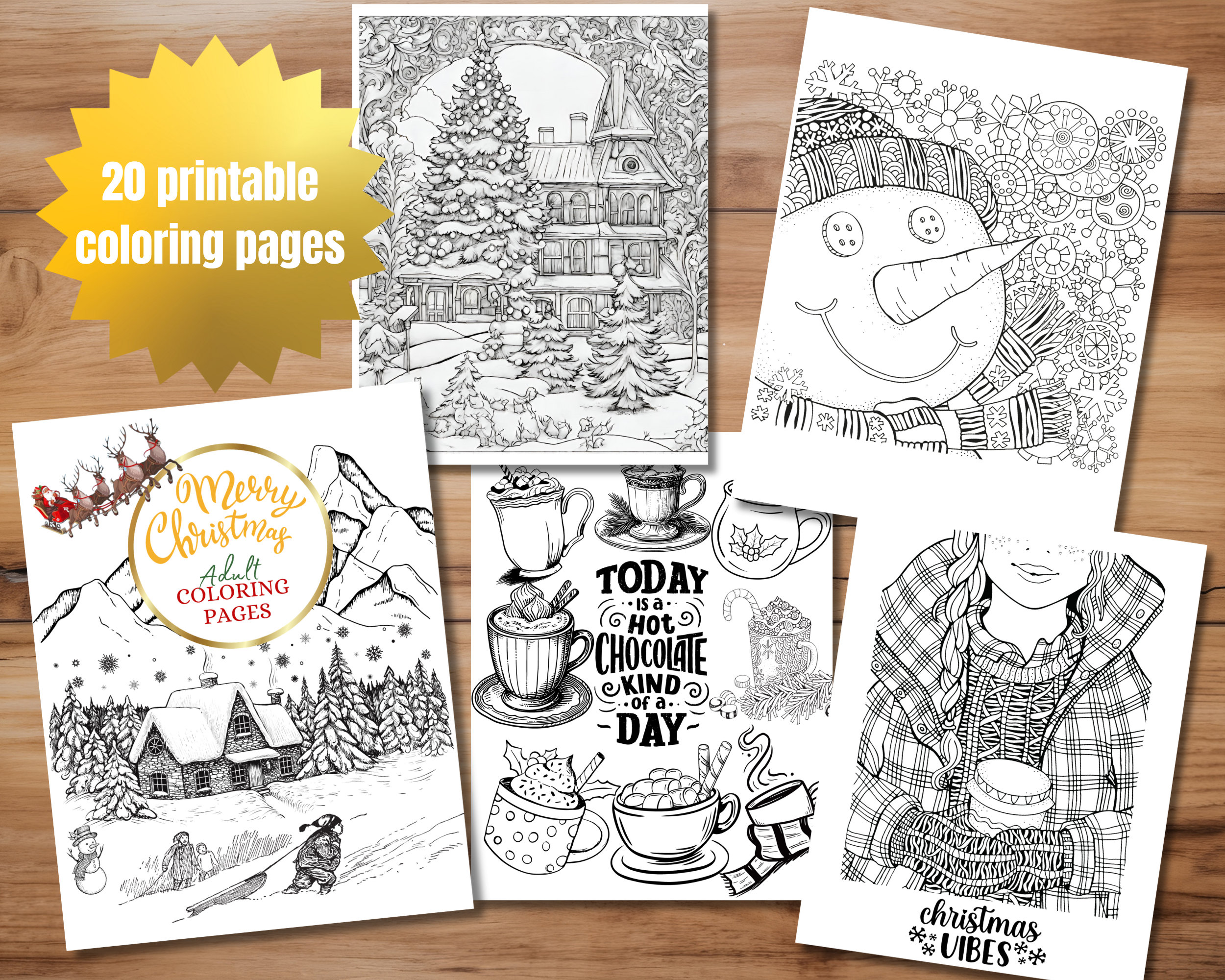 Christmas Coloring Pages for Adults Snowman Hot Chocolate Traditional ...