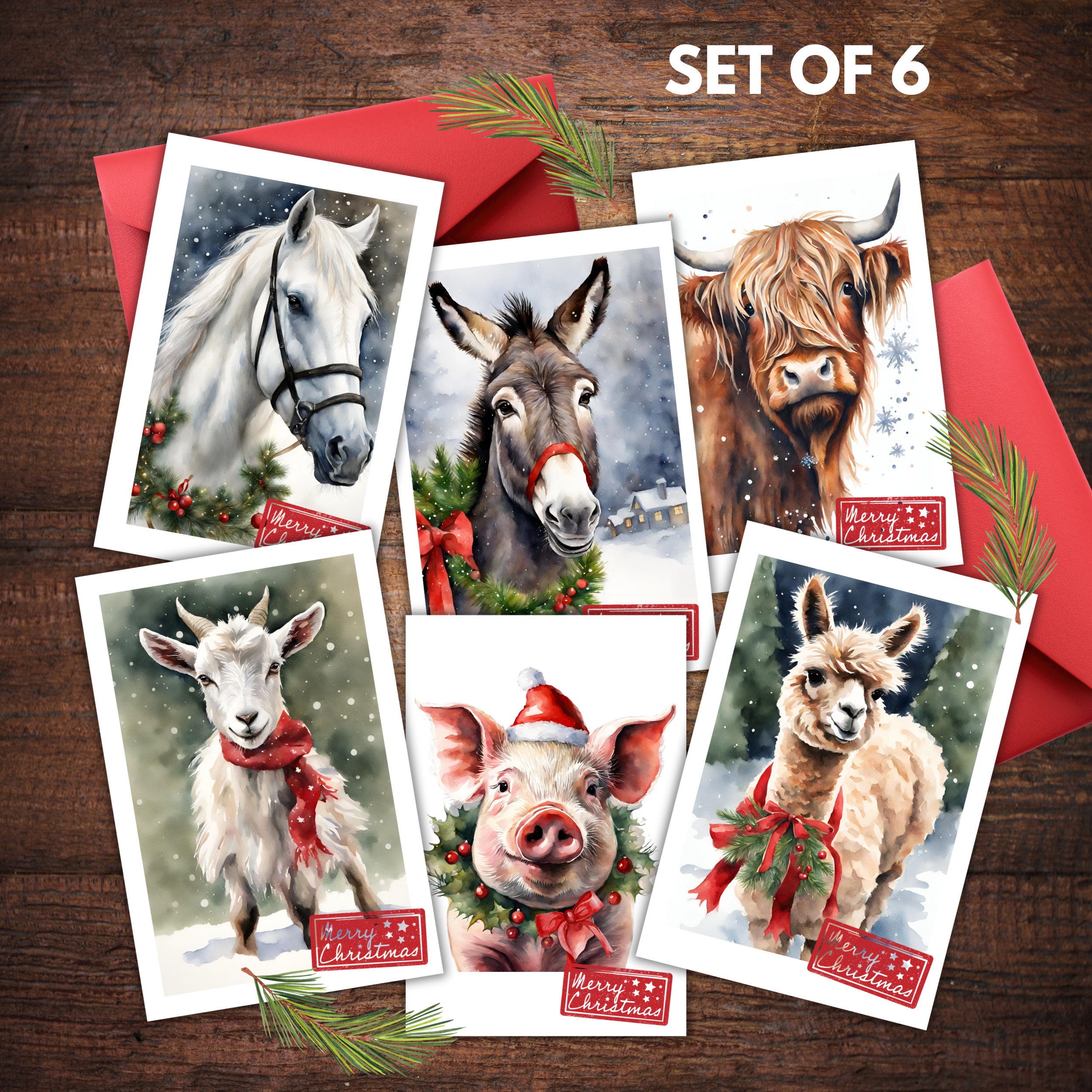 Farm Animal Christmas Card Bundle| Farm Yard| Barn Animal |instant ...