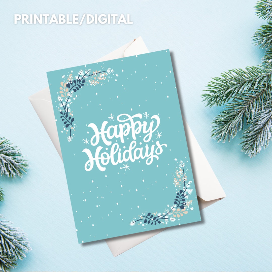 Printable Winter Themed Holiday Card, Christmas, Happy Holidays, Fun ...