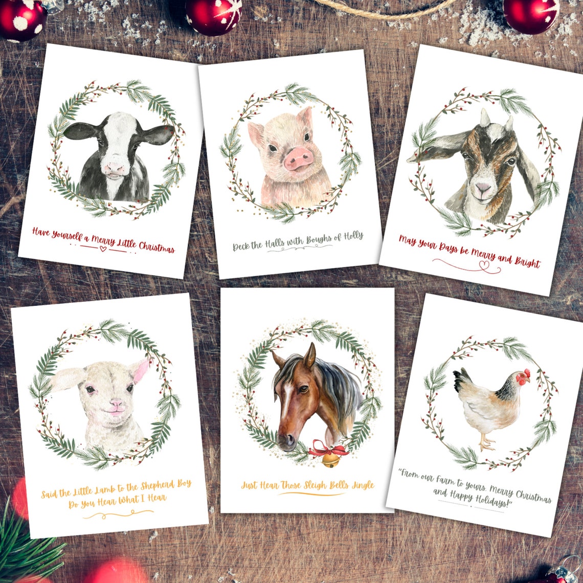 Christmas Farm Animals Cards | Barn Animals | Farm Christmas Card ...