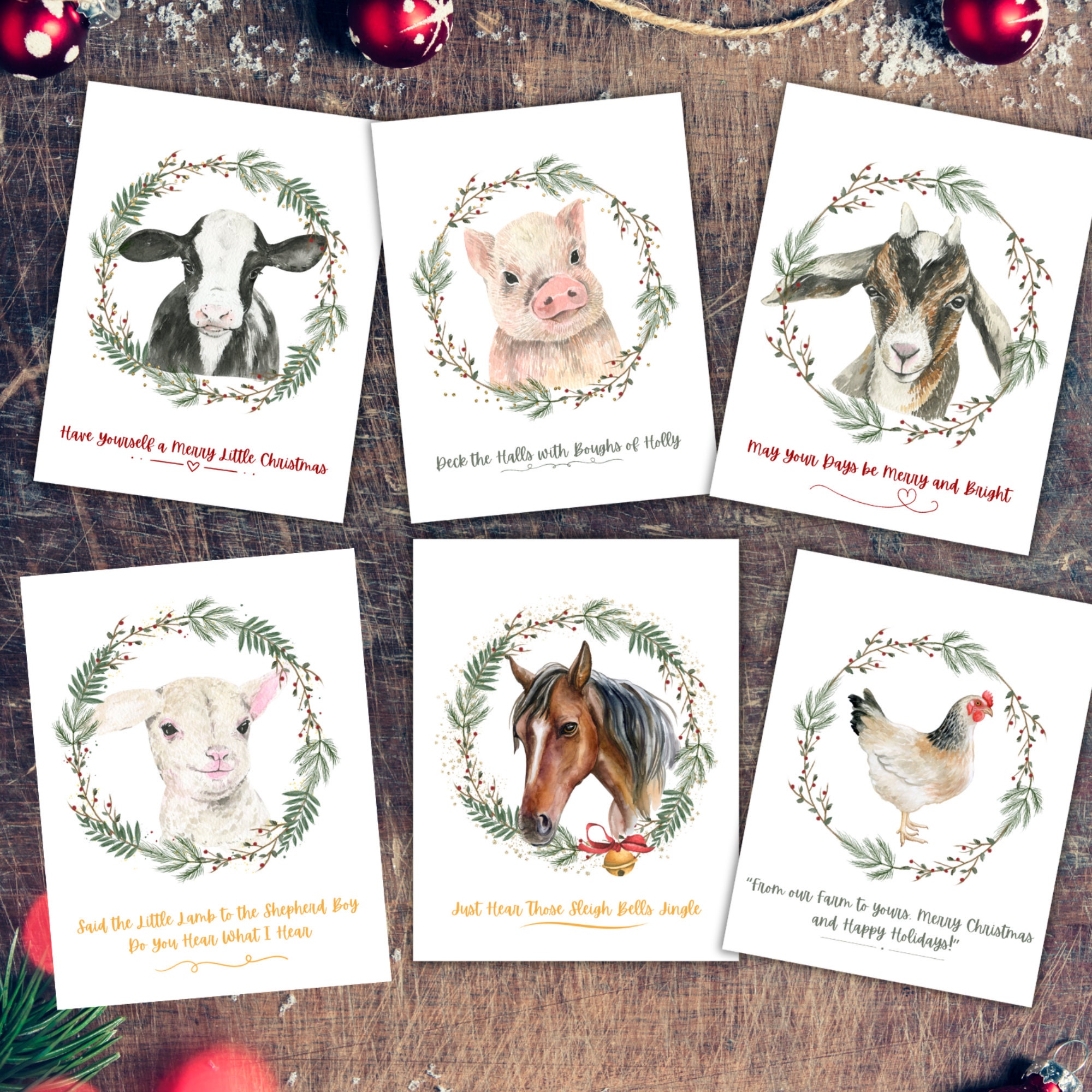 Christmas Farm Animals Cards | Barn Animals | Farm Christmas Card ...