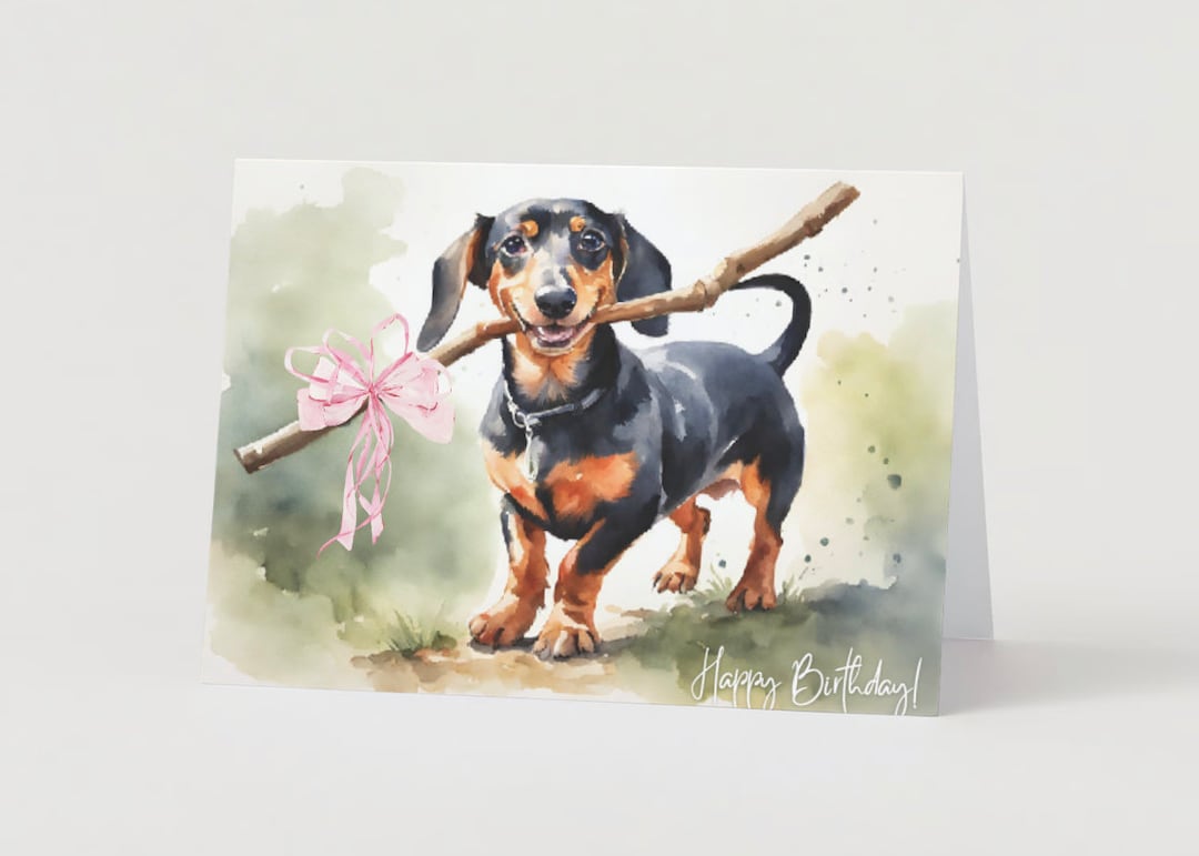 Watercolor Dachshund Birthday Card: Dog Lover Gift (PDF) - Etsy