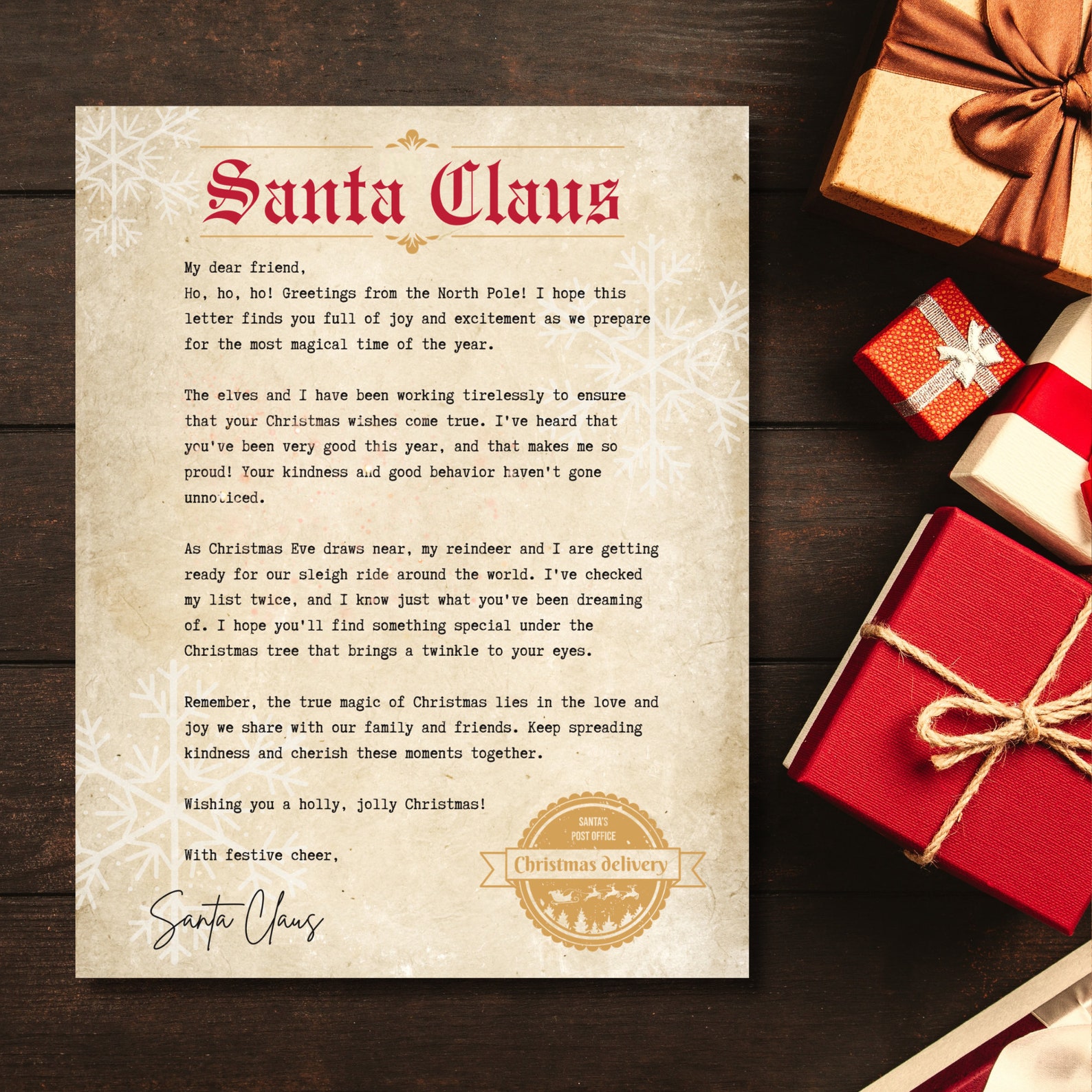 Letter From Santa Printable Digital Download North Pole Letter Stocking ...