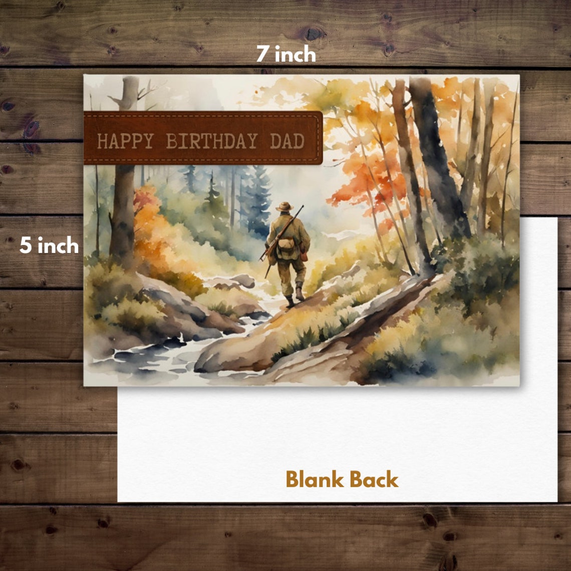 Printable Hunting Birthday Card for Dad, Fall Scene, Watercolor ...