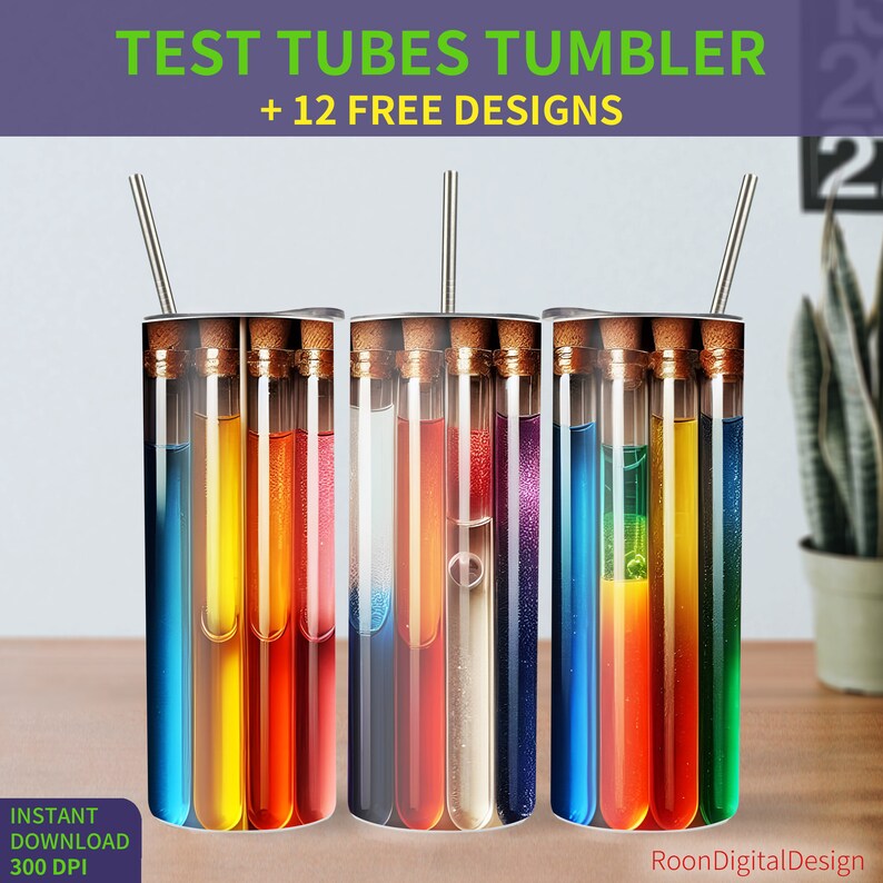 Test Tube Laboratory 20oz Skinny Tumbler Sublimation Design, Chemistry ...