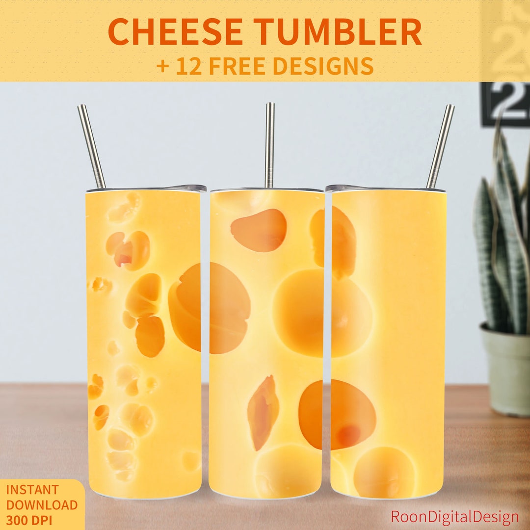 Cheddar Cheese Block 20oz Skinny Tumbler Sublimation Design, Digital ...