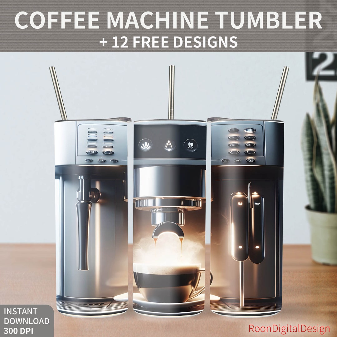 Funny Coffee Machine Straight Tumbler Wrap | Latte Brewer 20oz Skinny ...