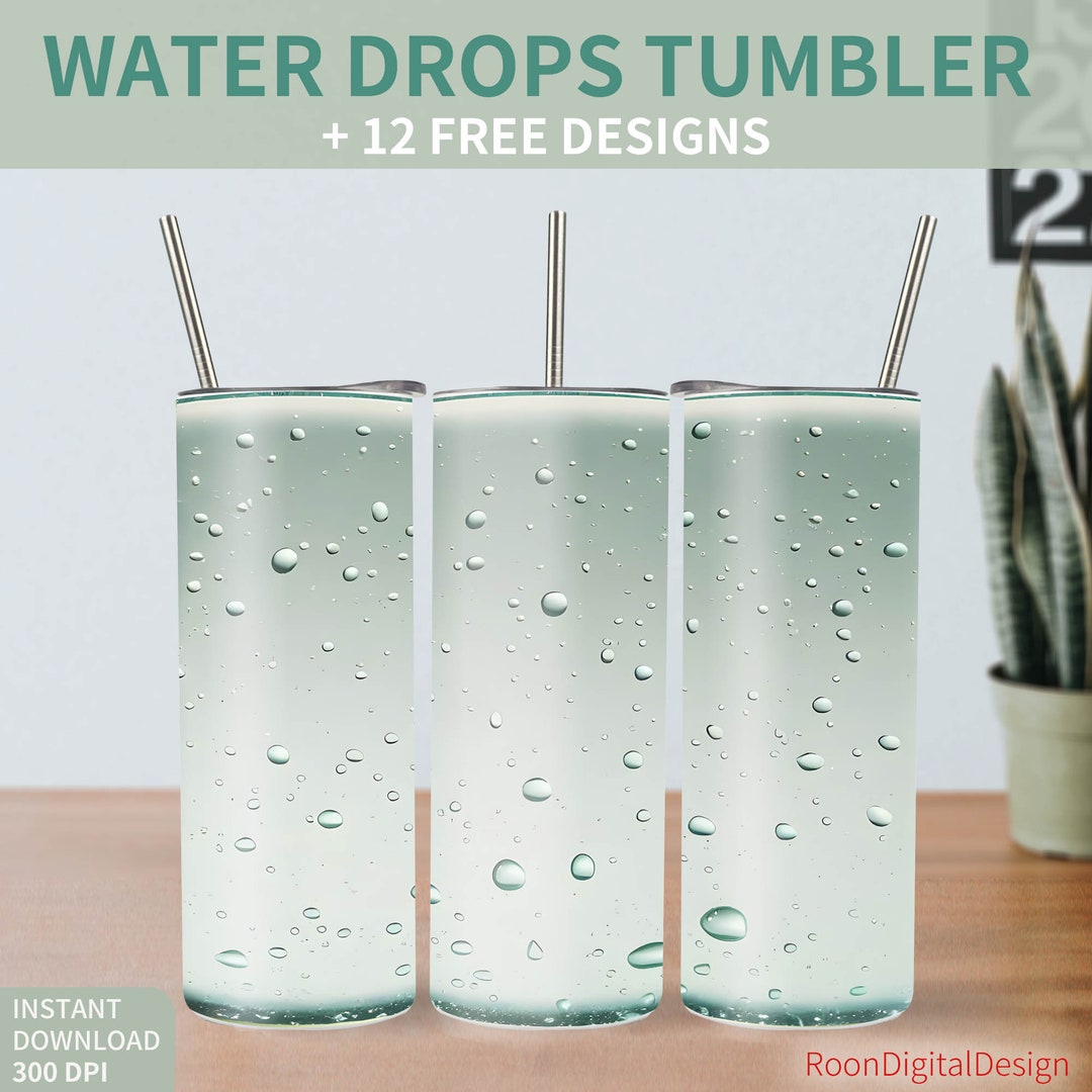 Glass Texture Water Bottle With Water Drops 20oz Skinny Tumbler ...