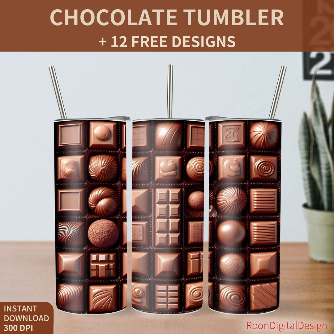 3D Assorted Chocolate Tumbler, 20oz Skinny Tumbler Sublimation Design ...
