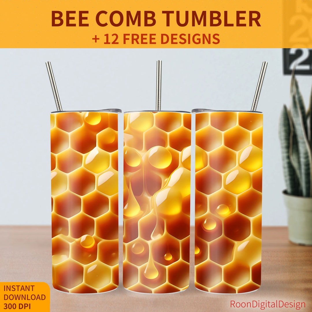 Honey Comb 20oz Skinny Tumbler Sublimation Design, Honeybee, Bombus ...