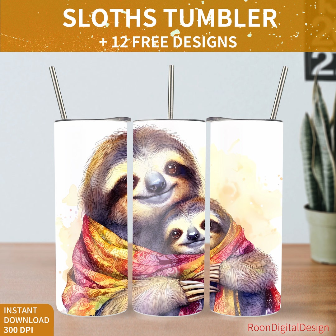 Sloths 20oz Skinny Tumbler Sublimation Design, Digital Download PNG ...