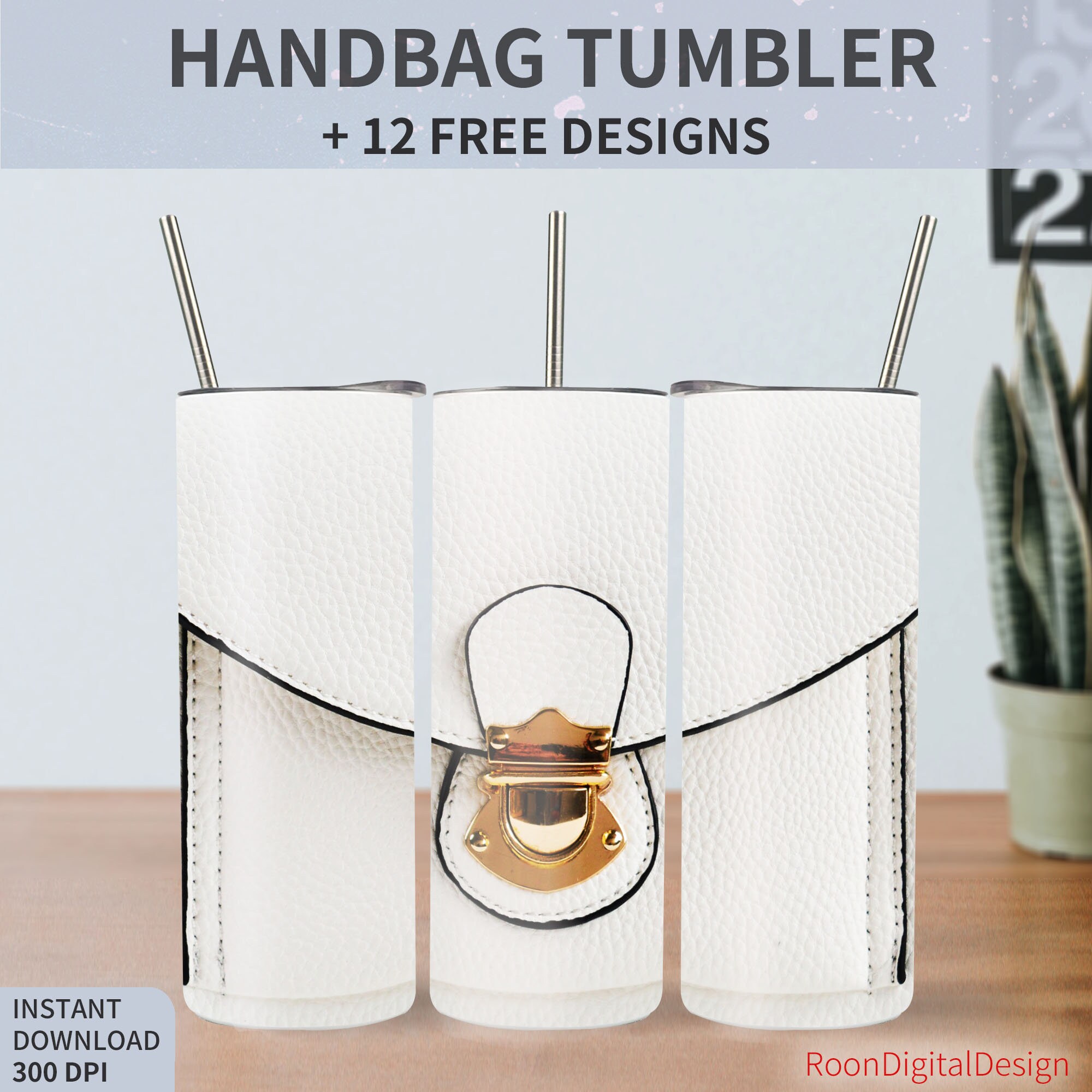 Luxury Handbag 20oz Skinny Tumbler Sublimation Design, Purse Digital ...