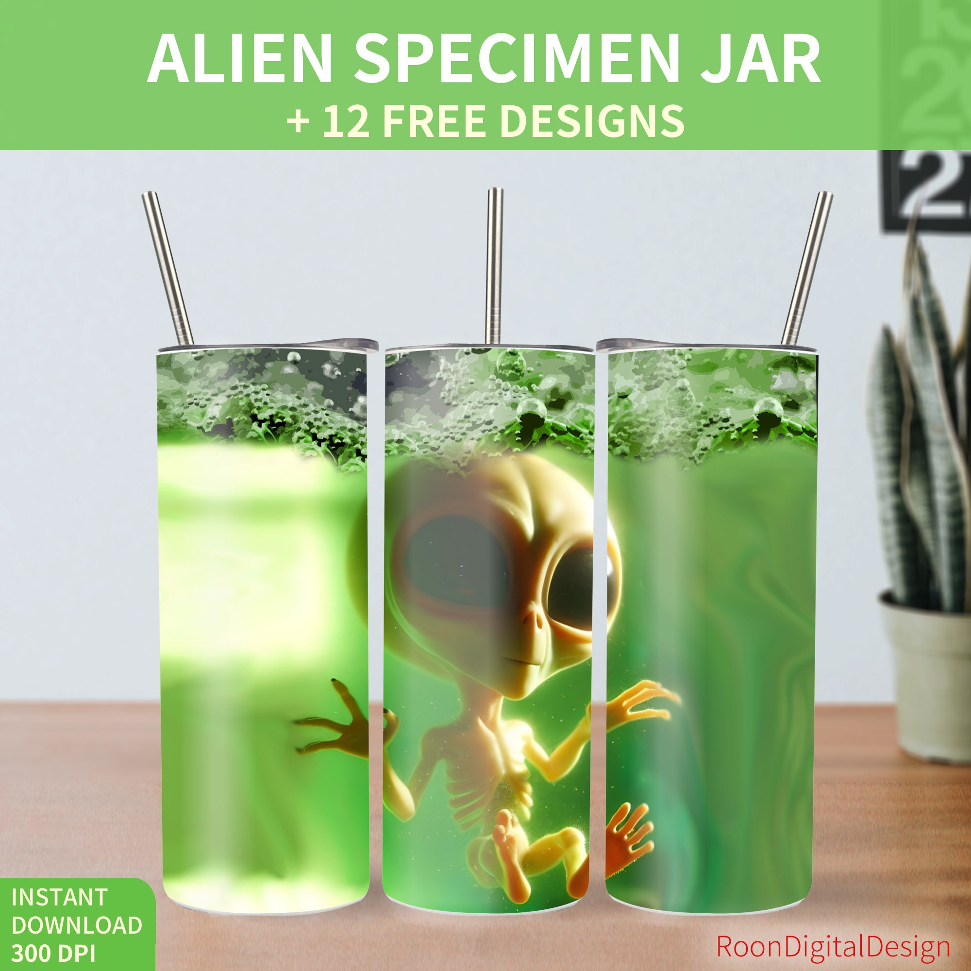 Alien Specimen Jar 20oz Skinny Tumbler Sublimation Design, Digital ...