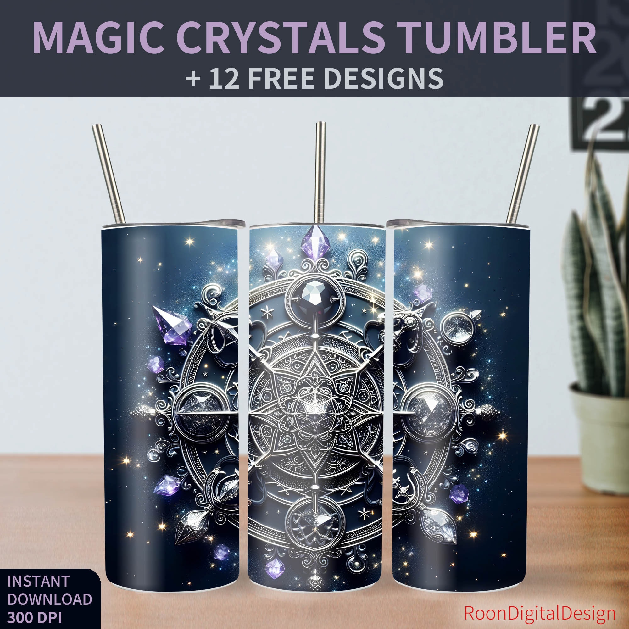 Mystic Cats and Sigil Signs 20oz Skinny Tumbler Sublimation Design ...