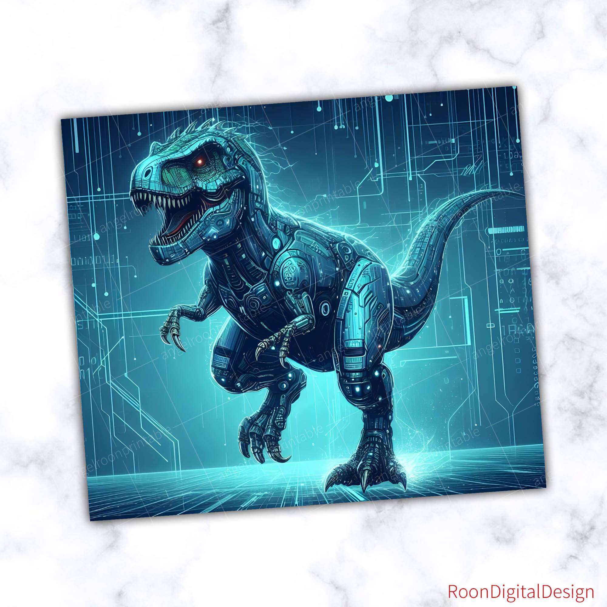 Cyber T-rex 20oz Skinny Tumbler Sublimation Design, Tyrannosaurus ...