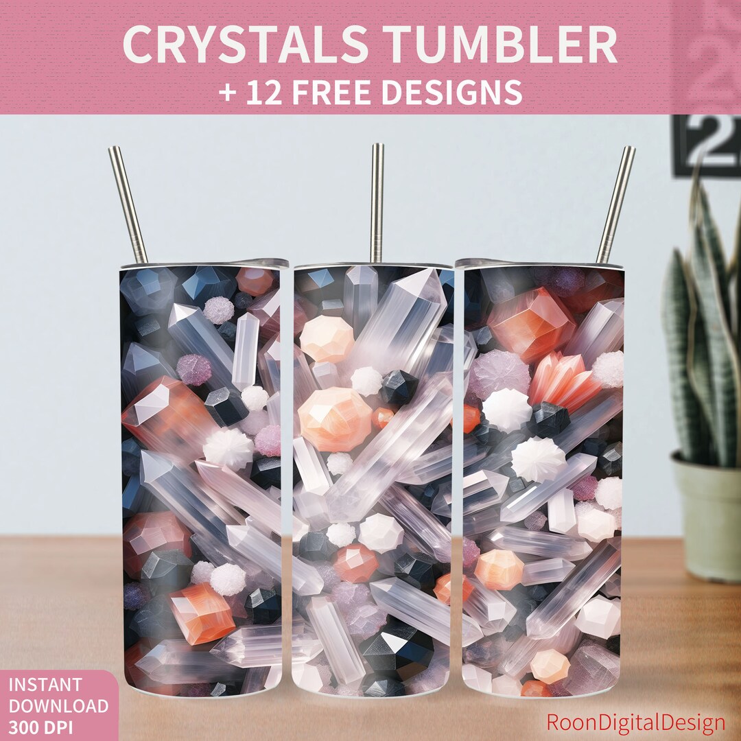Crystals 20oz Skinny Tumbler Sublimation Design, Texture Digital ...