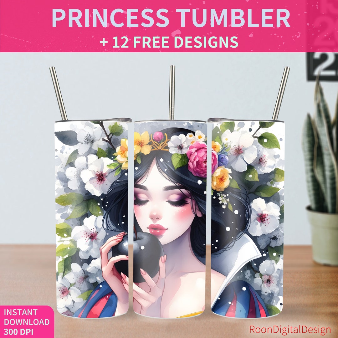 Princess 20oz Skinny Tumbler Sublimation Design, Apple, Castle Digital Download, Girl Straight ...