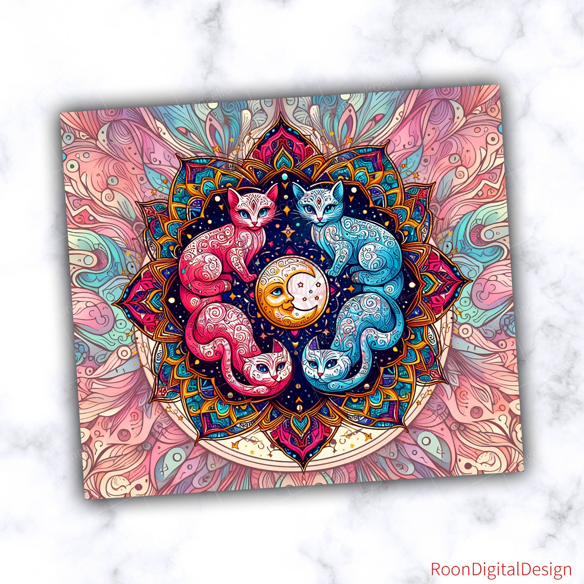 Mystic Cats and Sigil Signs 20oz Skinny Tumbler Sublimation Design ...