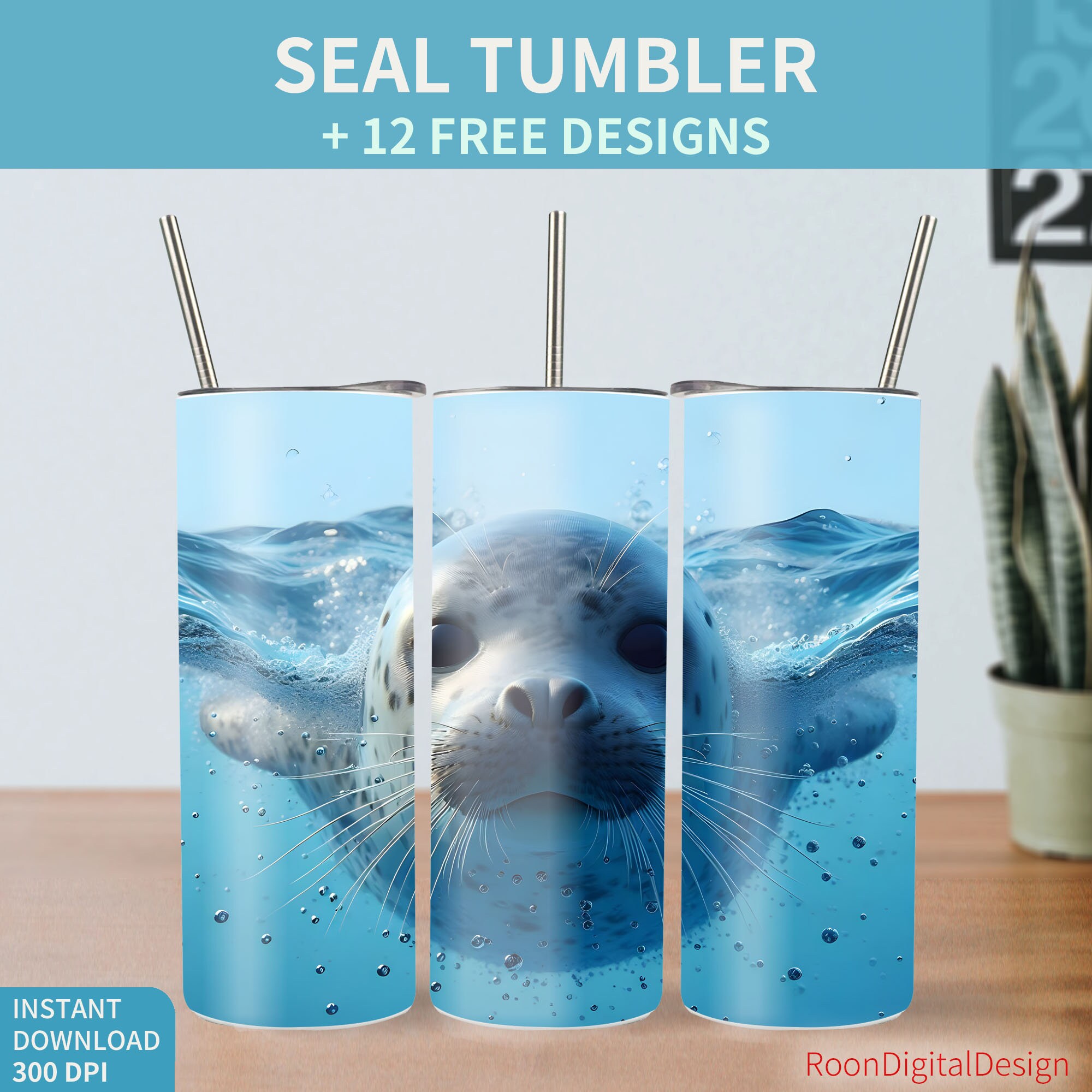 Dolphin Swimming Jar 20oz Skinny Tumbler Sublimation Design, Blue Ocean ...