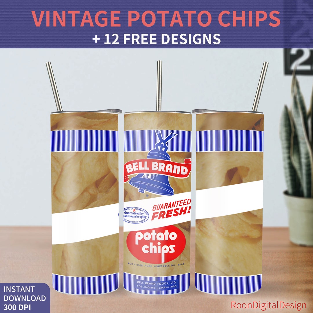 Retro Potato Chips Package 20oz Skinny Tumbler Sublimation Design ...