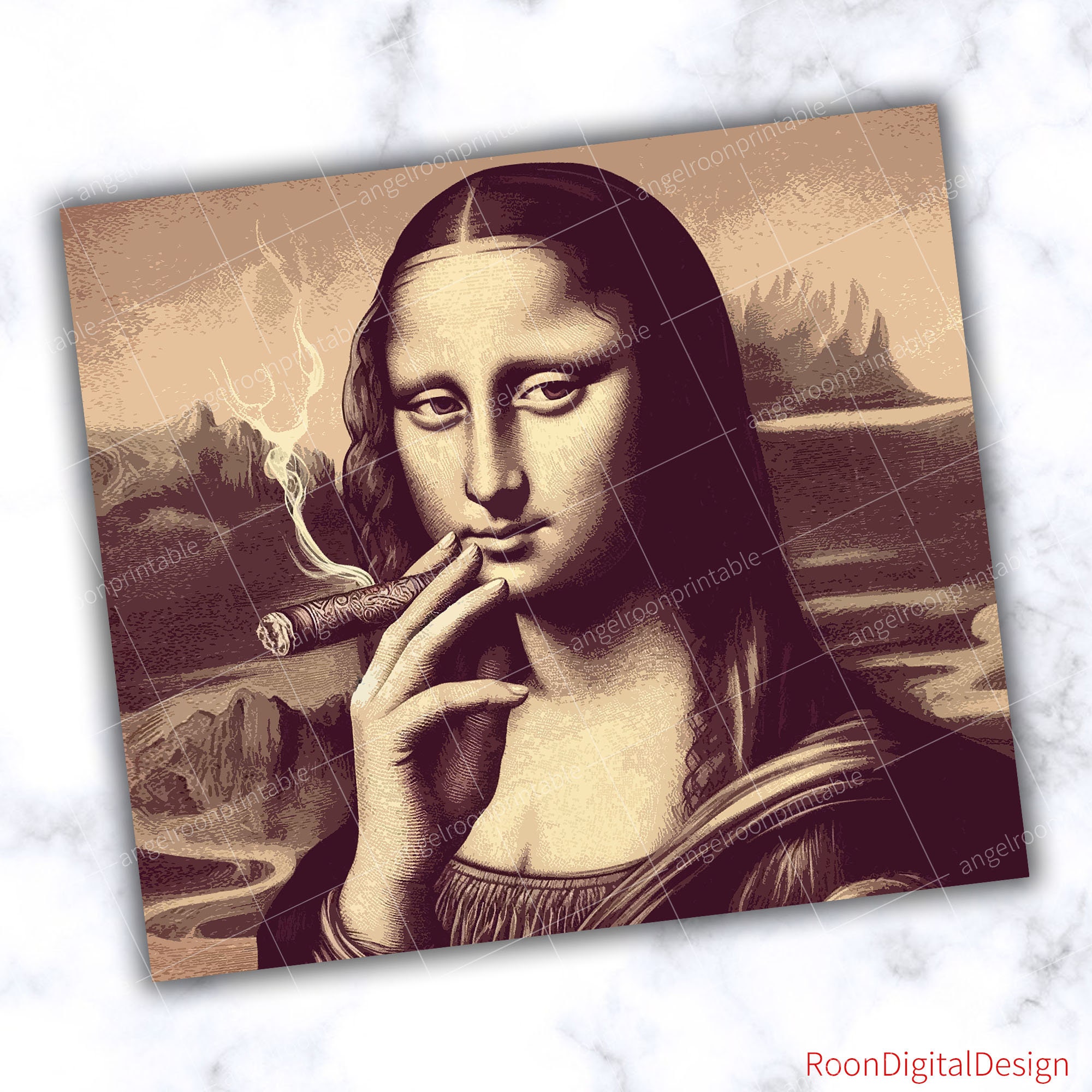 Mona Lisa, Cigar, 20oz Skinny Tumbler Sublimation Funny Design,humor ...