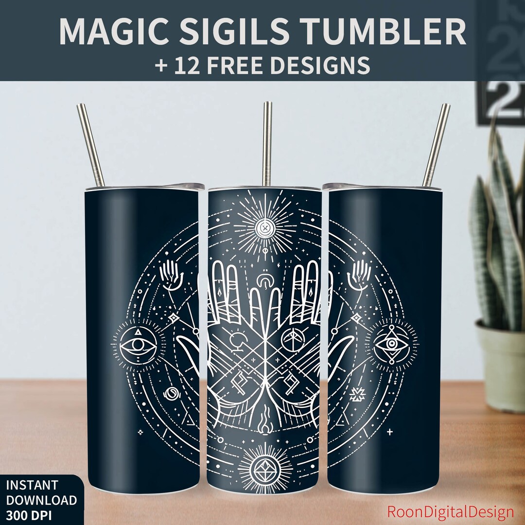 Magic Sigil Signs 20oz Skinny Tumbler Sublimation Design, Mandala ...
