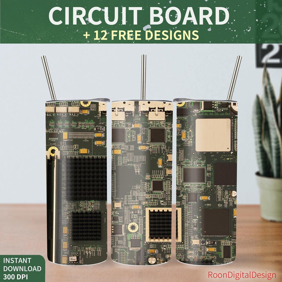 Computer 20oz Skinny Tumbler Sublimation Design, Circuit Board Digital ...