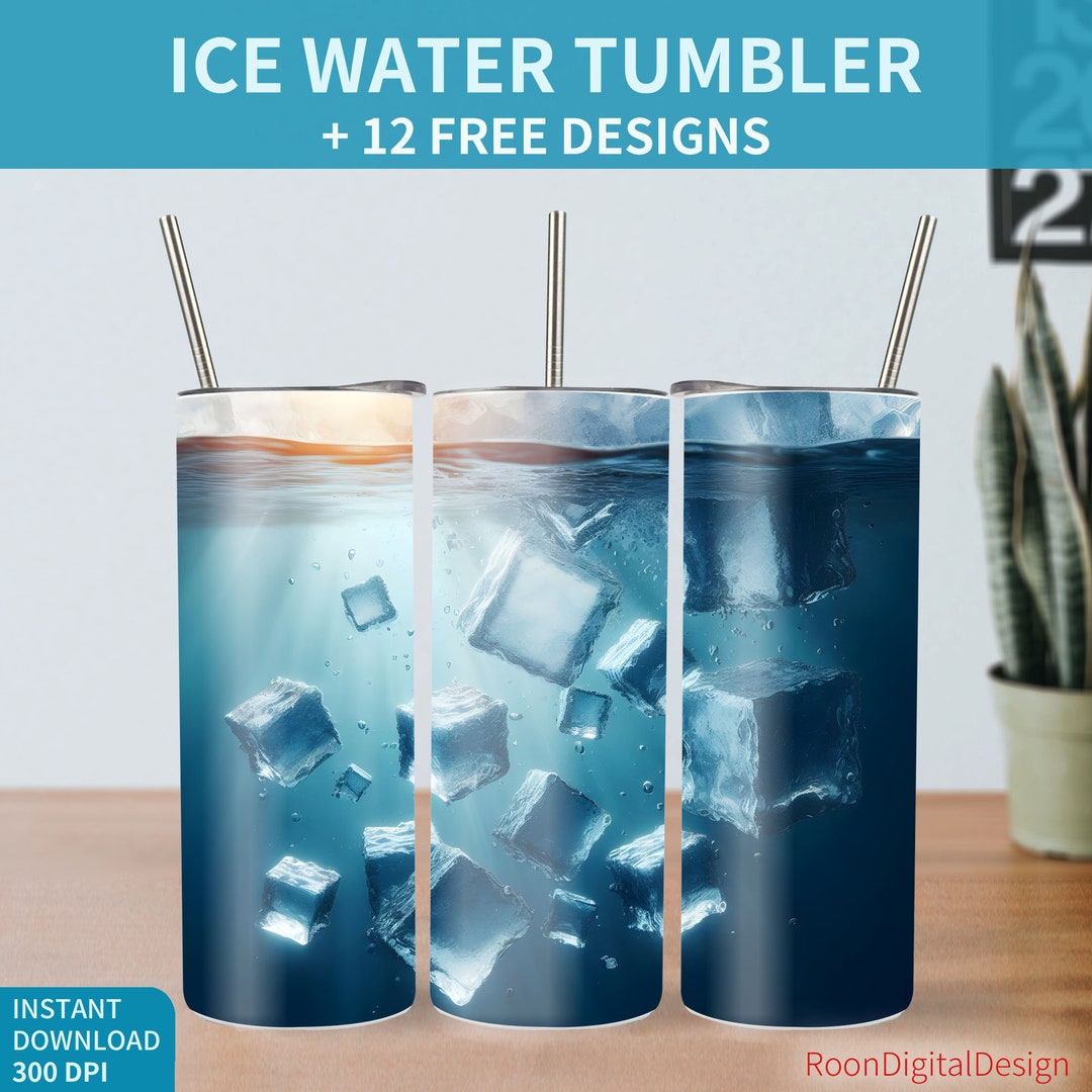 Ice Cubes 20oz Skinny Tumbler Sublimation Design, Ice Water Digital ...