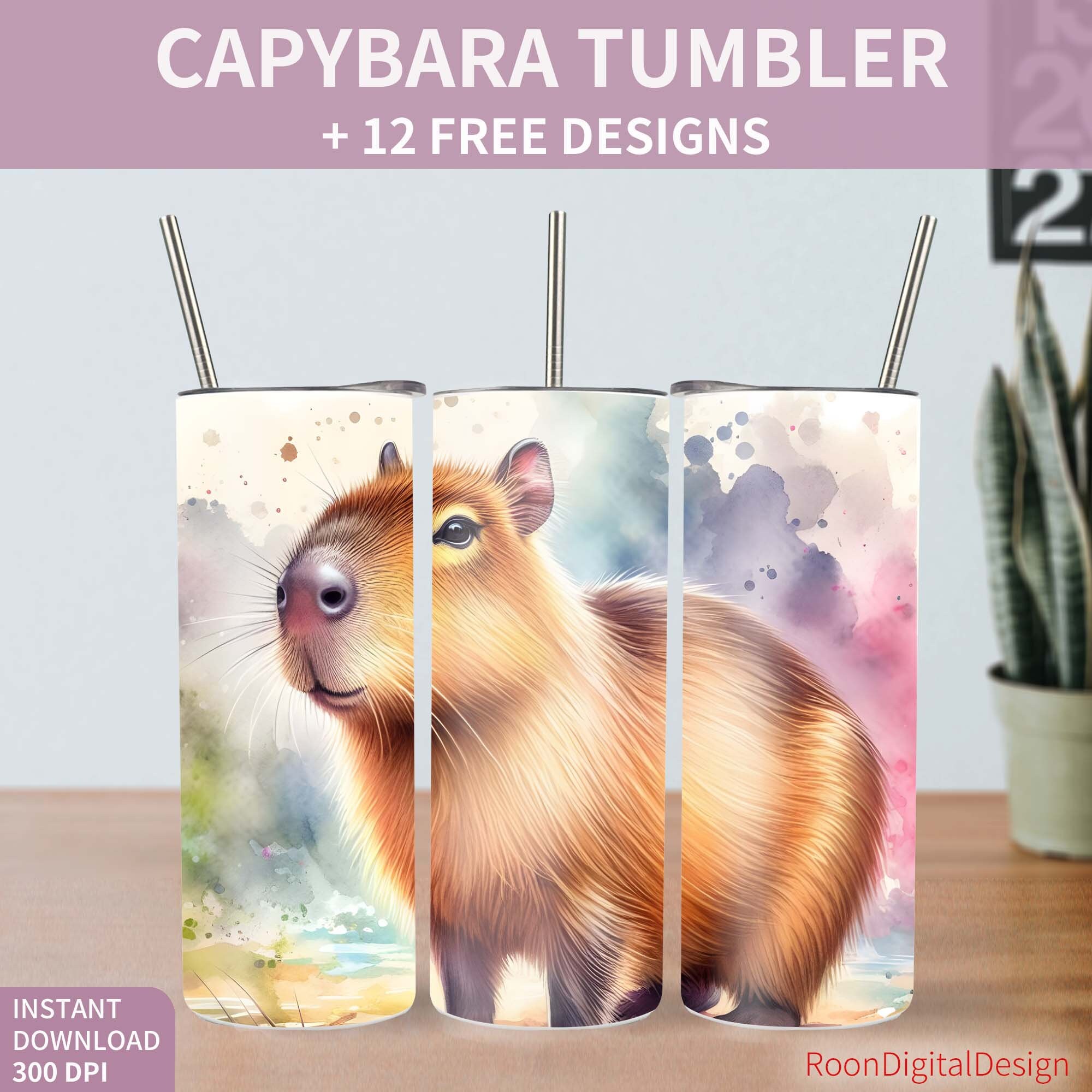 Capybara 20oz Skinny Tumbler Sublimation Design, Digital Download PNG ...