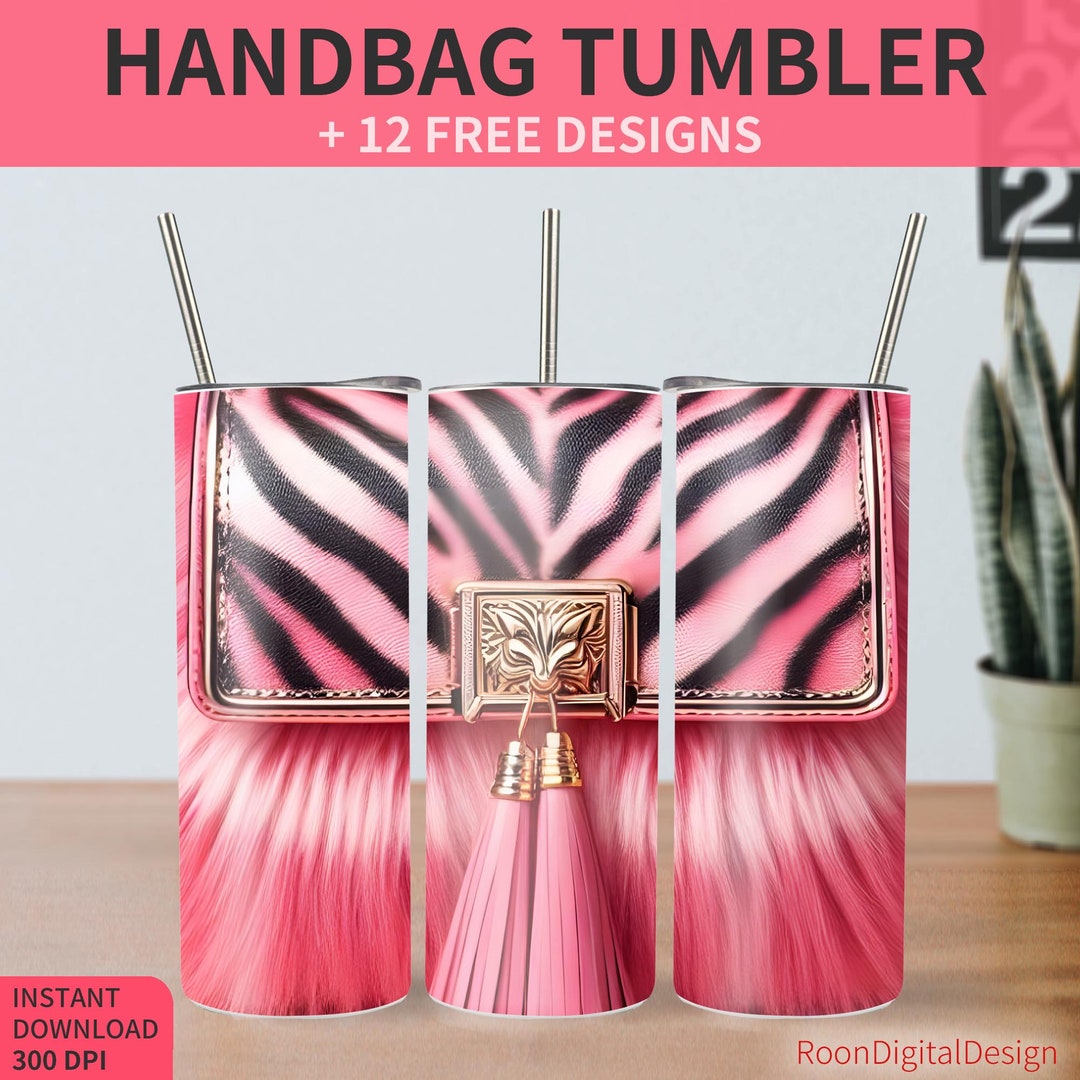 Pink Zebra Pattern Handbag 20oz Skinny Tumbler Sublimation Design ...