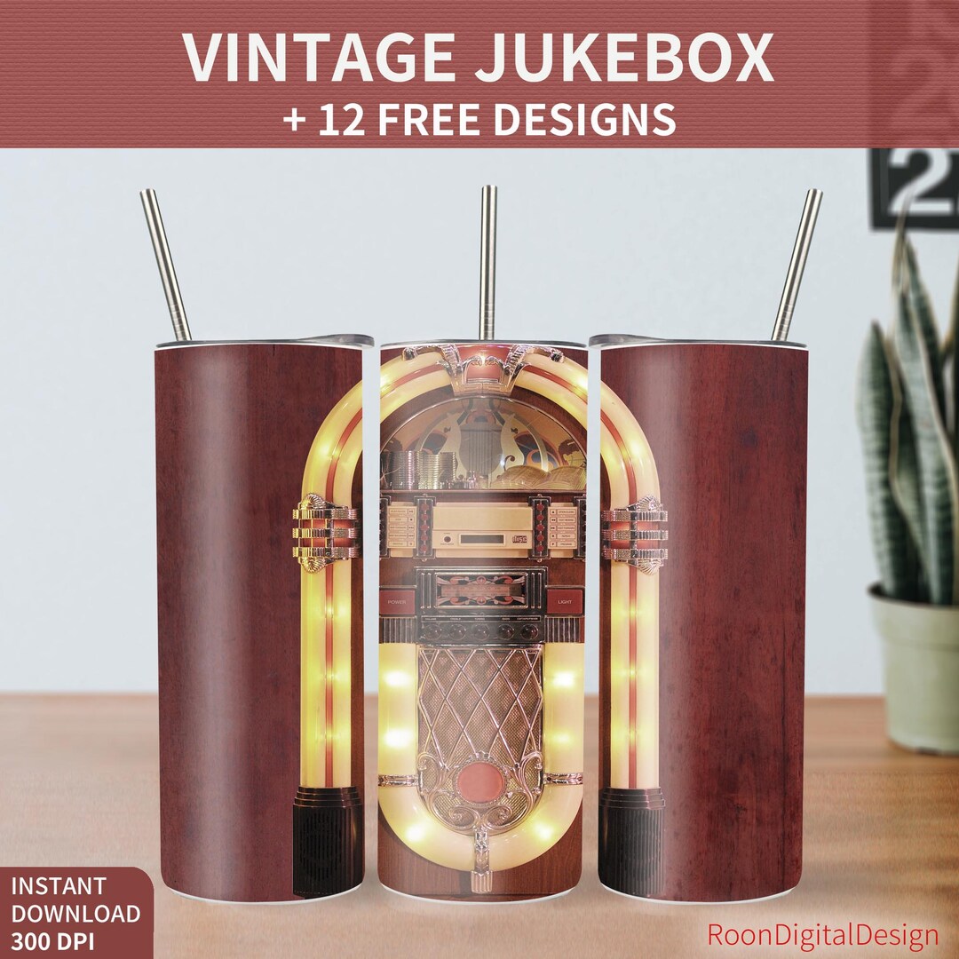 Retro Jukebox Straight Tumbler Wrap | Nostalgic Vintage Music Box 20oz ...