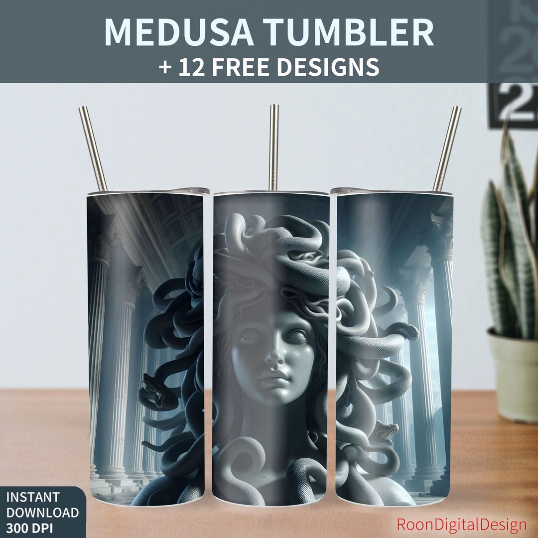 Medusa 20oz Skinny Tumbler Sublimation Design, Mythical Greek Mythology ...