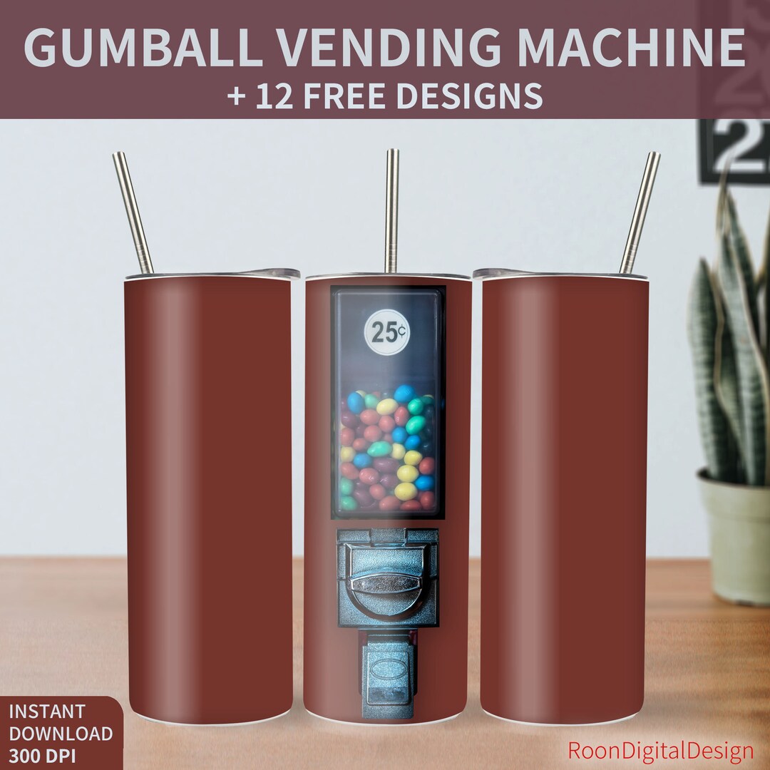 Gumball Vending Machine 20oz Skinny Tumbler Sublimation Design, Vintage ...