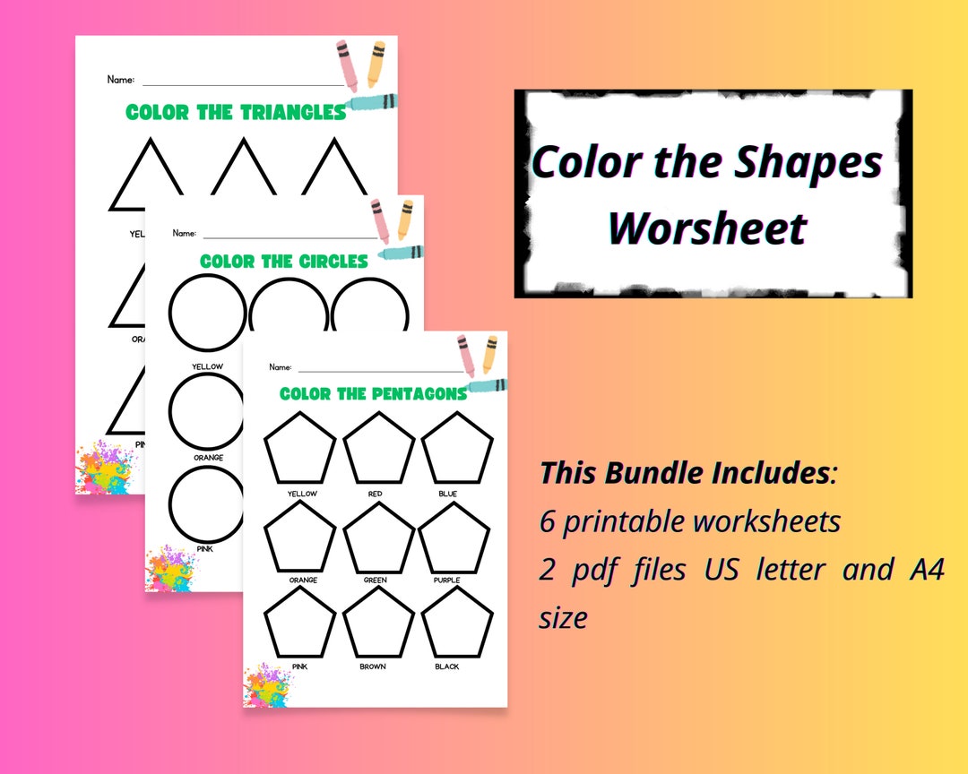 Color the Shapes Worksheet- Color the Squares- Color the Triangles ...