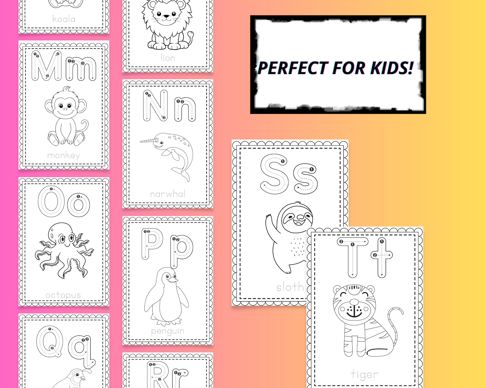 Alphabet Animal Coloring Book- Animal and Alphabet Tracing- Instant ...
