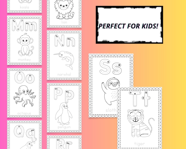 Alphabet Animal Coloring Book- Animal and Alphabet Tracing- Instant ...