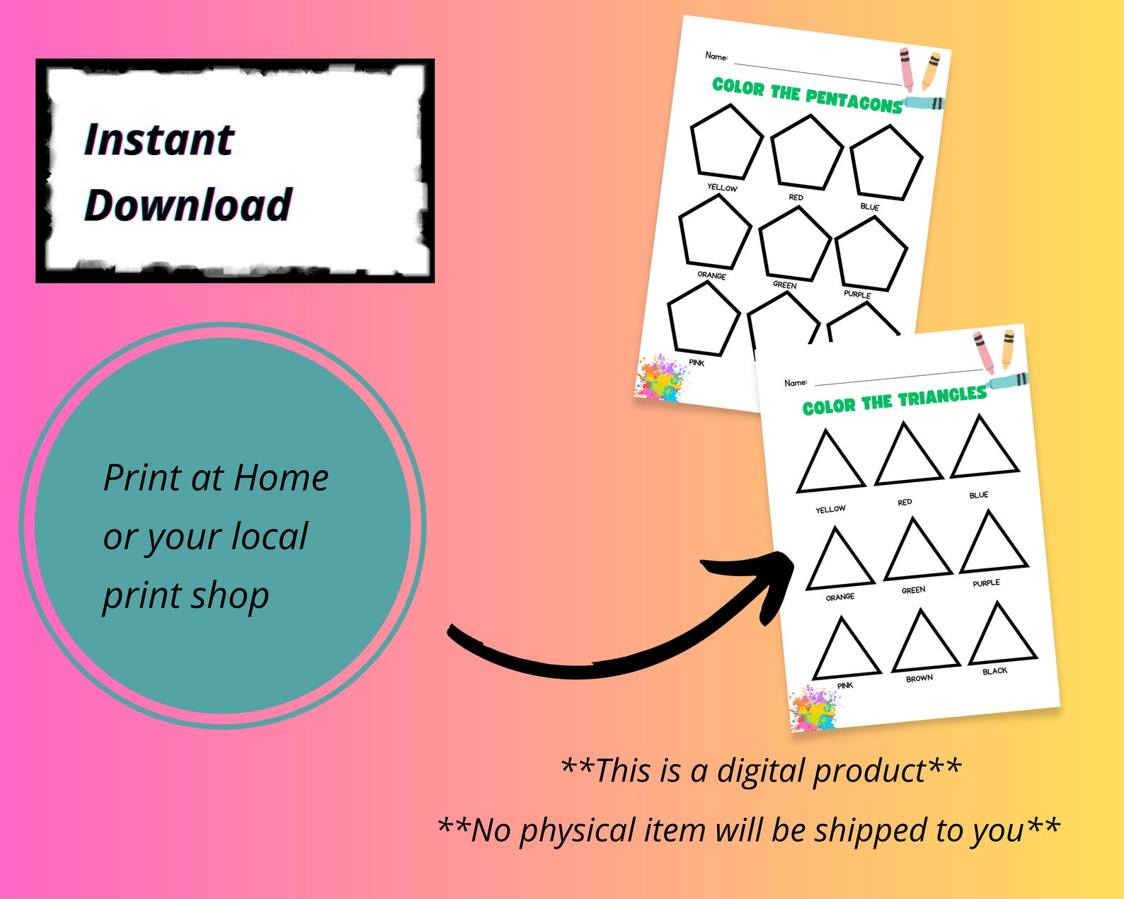 Color the Shapes Worksheet- Color the Squares- Color the Triangles ...