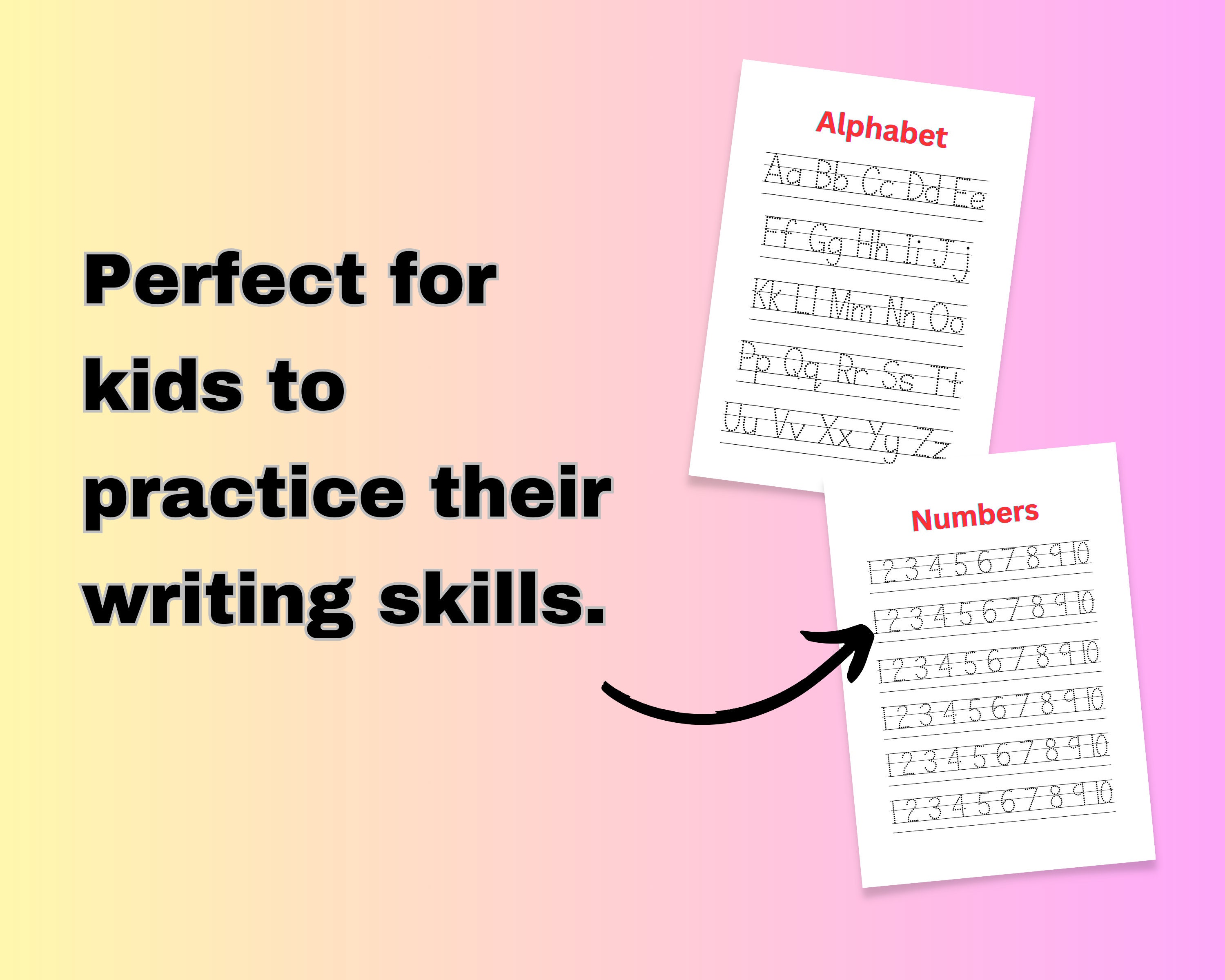 Alphabet & Numbers Worksheet, Number Tracing, Handwriting Practice ...