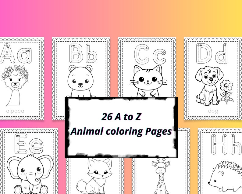 Alphabet Animal Coloring Book- Animal and Alphabet Tracing- Instant ...