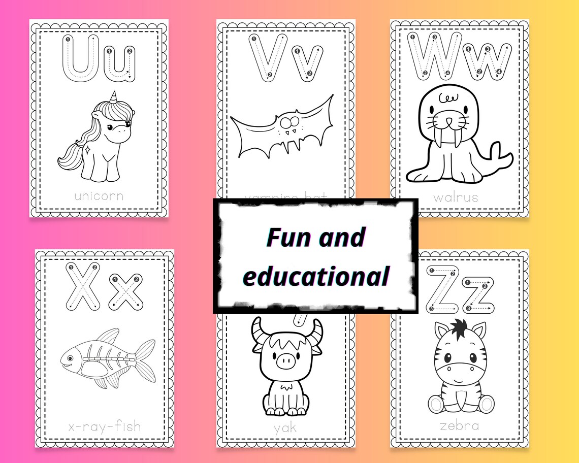 Alphabet Animal Coloring Book- Animal and Alphabet Tracing- Instant ...