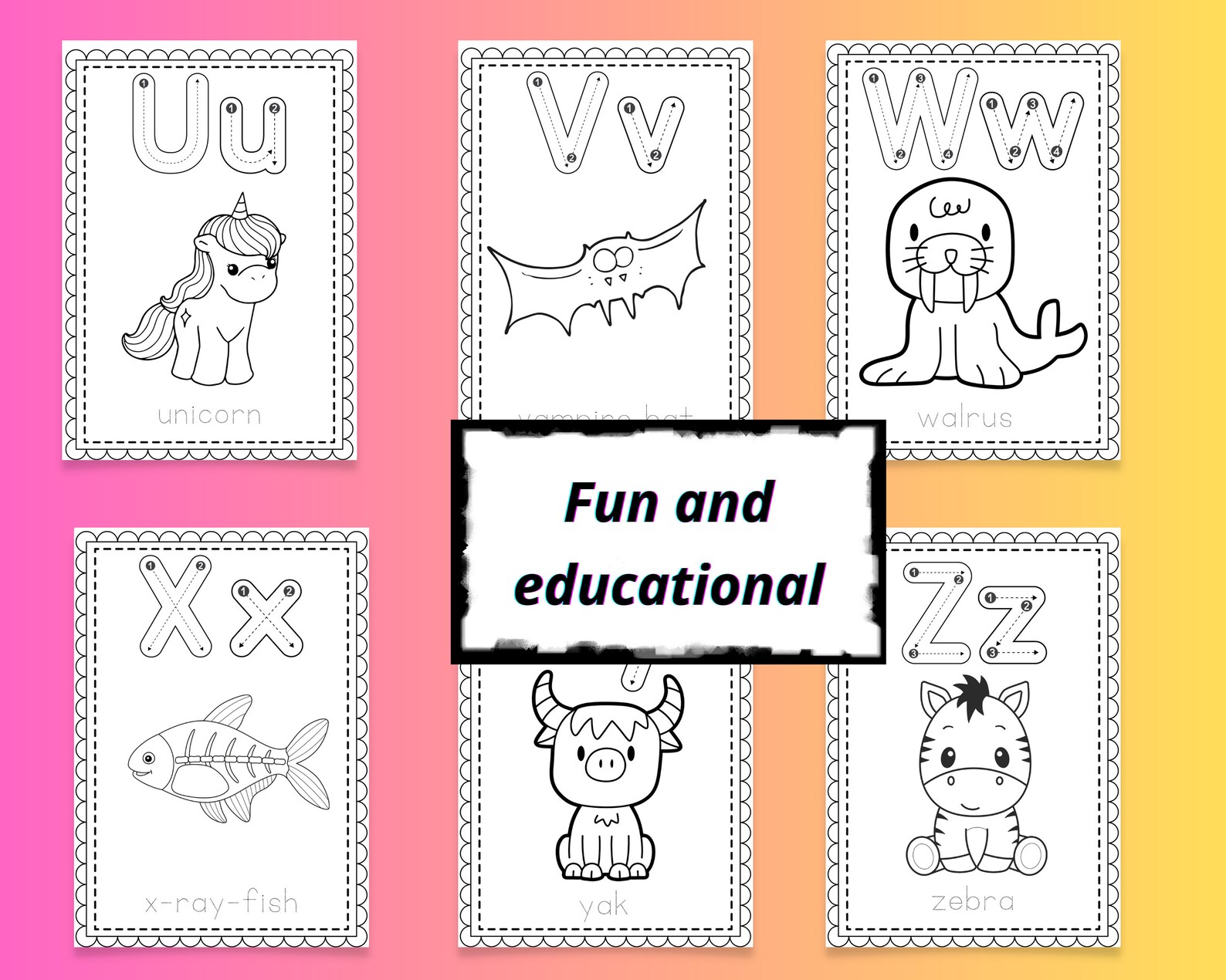 Alphabet Animal Coloring Book- Animal and Alphabet Tracing- Instant ...