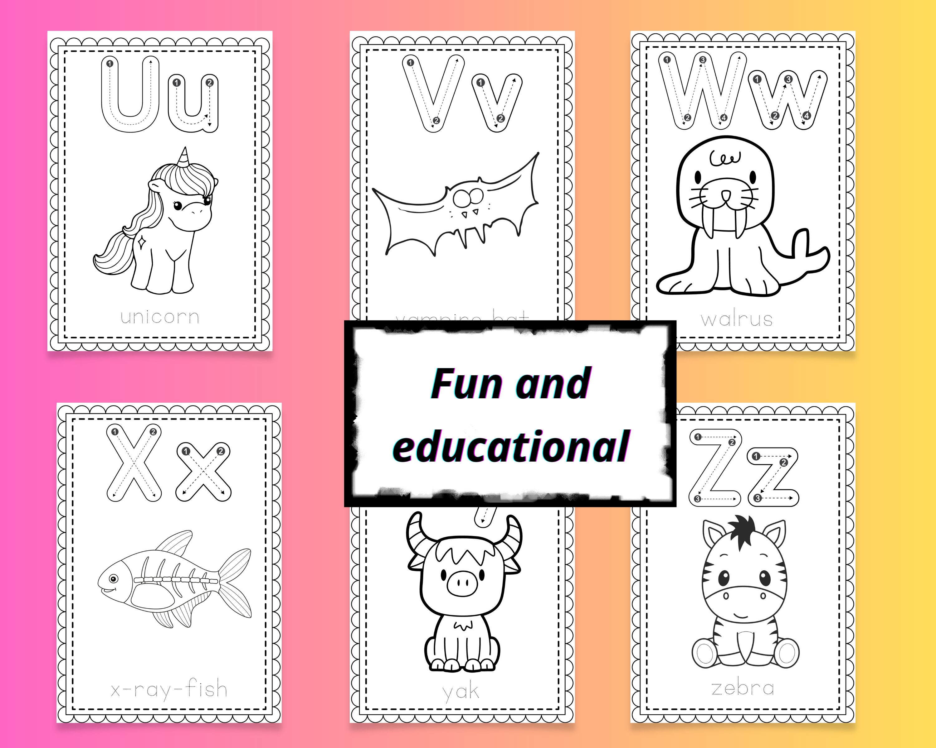 Alphabet Animal Coloring Book Animal and Alphabet Tracing Instant ...
