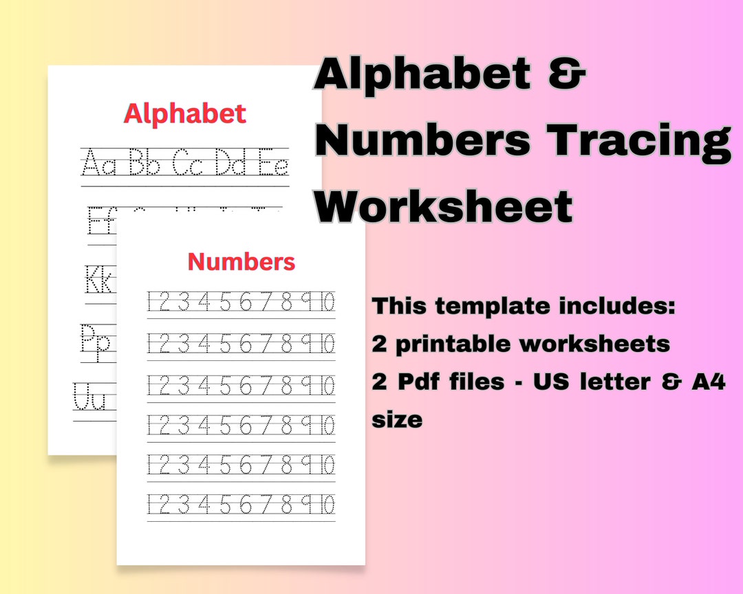 Alphabet & Numbers Worksheet, Number Tracing, Handwriting Practice ...
