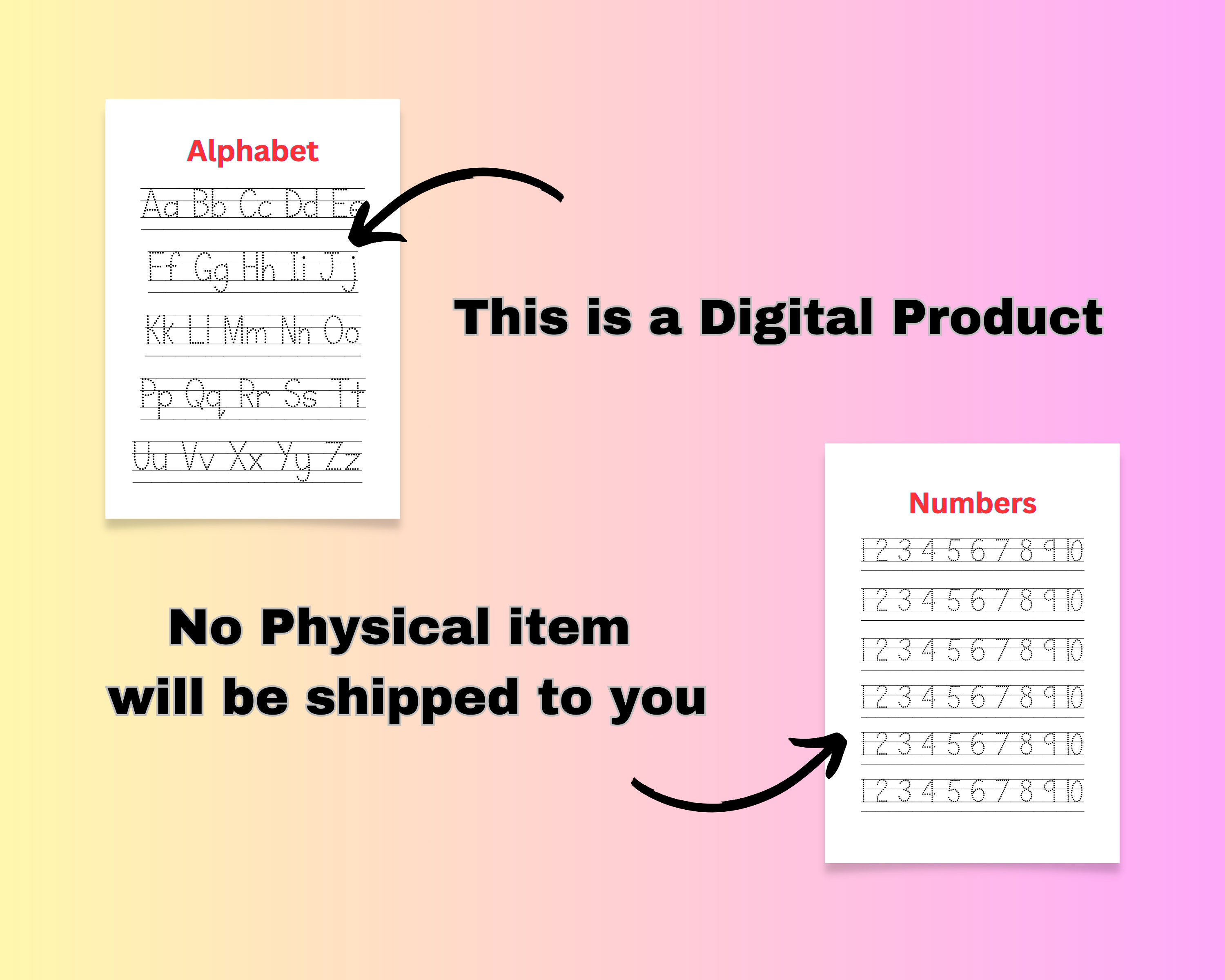 Alphabet & Numbers Worksheet, Number Tracing, Handwriting Practice ...