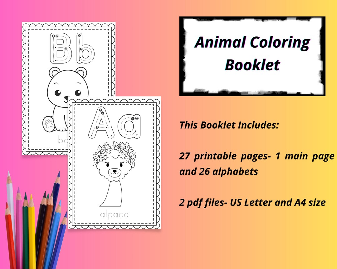 Alphabet Animal Coloring Book- Animal and Alphabet Tracing- Instant ...